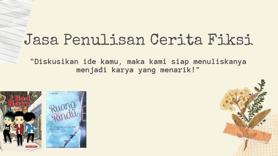 Jasa Penulisan : Cerpen, Cerita Bersambung, Puisi