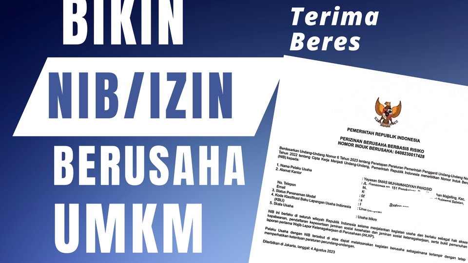 Pembuatan izin usaha NIB UMKM dan ijin usaha OSS lainnya