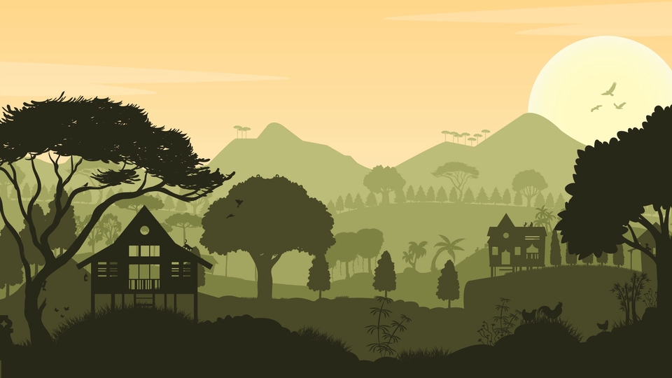 Desain ilustrasi pemandangan