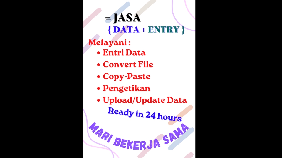 Jasa Data Entry | 12 jam/hari dalam 6 hari/minggu | Ready in 24 Hours