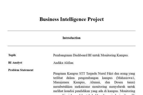 Business Intelligence Data Processing & Dashboard