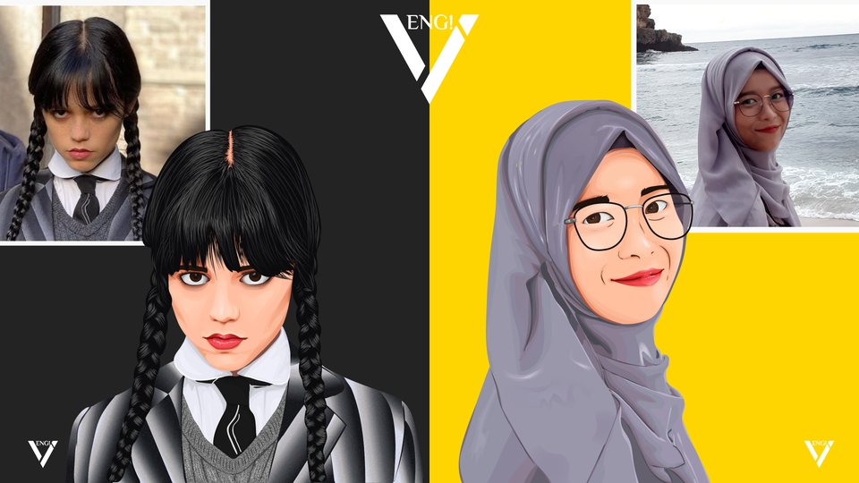 Jasa Illustrasi Wajah / Vector Foto Muka (Vexel) Harga Terjangkau ...