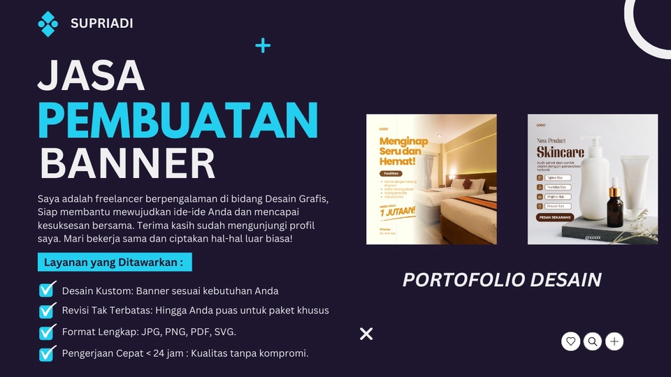 Desain Banner Toko/Perusahaan dengan Gaya Minimal dan Modern