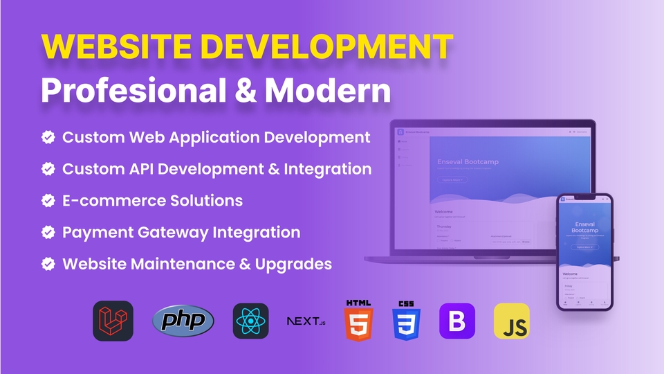 Website Development Profesional (React JS, Next JS, Laravel)