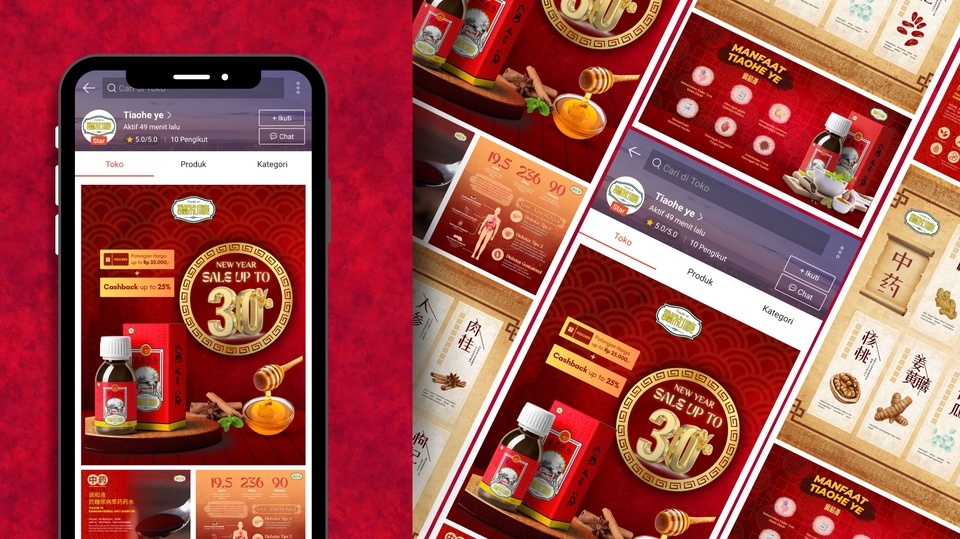 Desain banner Shopee, foto produk e-commerce, desain dekorasi online ...