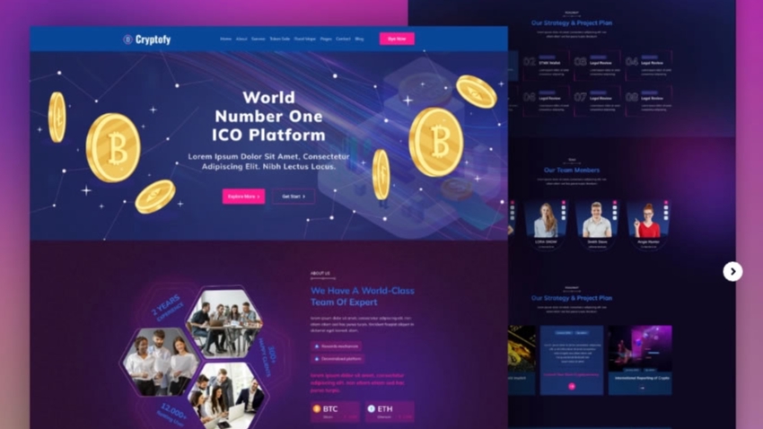 รับออกแบบเว็บไซต์สำหรับโครงการ Crypto Currency มีระบบขาย ICO และ Airdrop