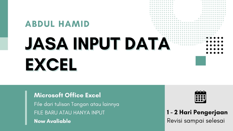Jasa Entri Data Cepat | Microsoft Office Excel | 1-2 hari kerja
