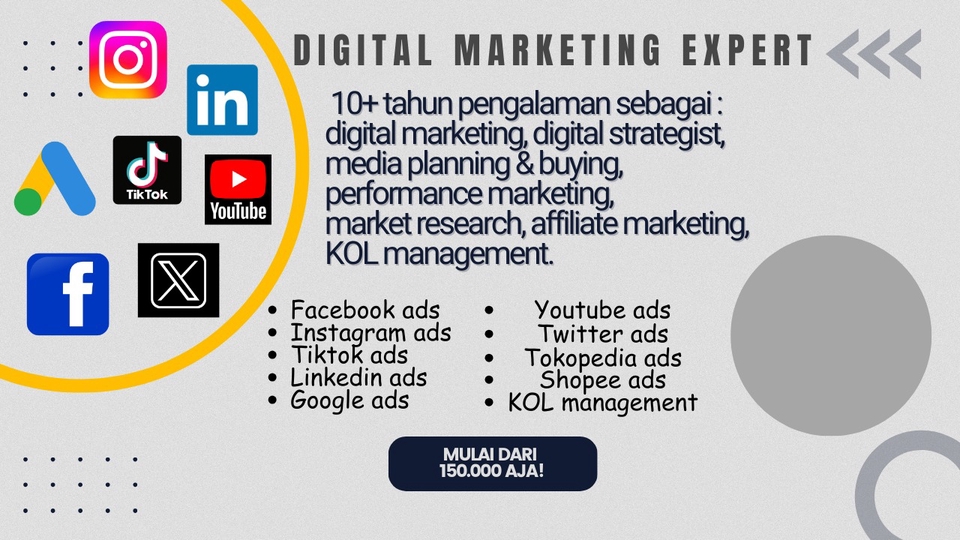 Jasa Social media ads & Google ads : FB ads,IG ads,GDN,SEM,Youtube ads, Tiktok ads & KOL management