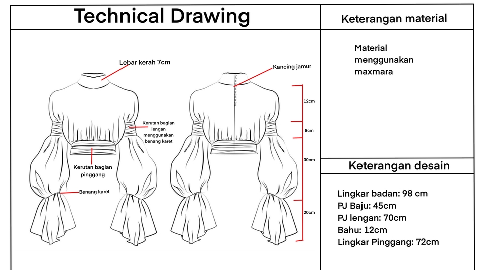 Technical Drawing dengan Detail ukuran