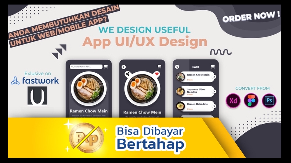 Desain Tampilan UI/UX Untuk Mobile App, Website / Landing Page.