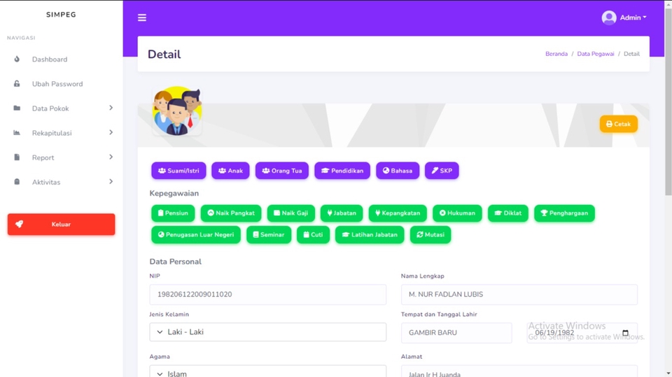 SIMPEG, Sistem informasi kepegawain