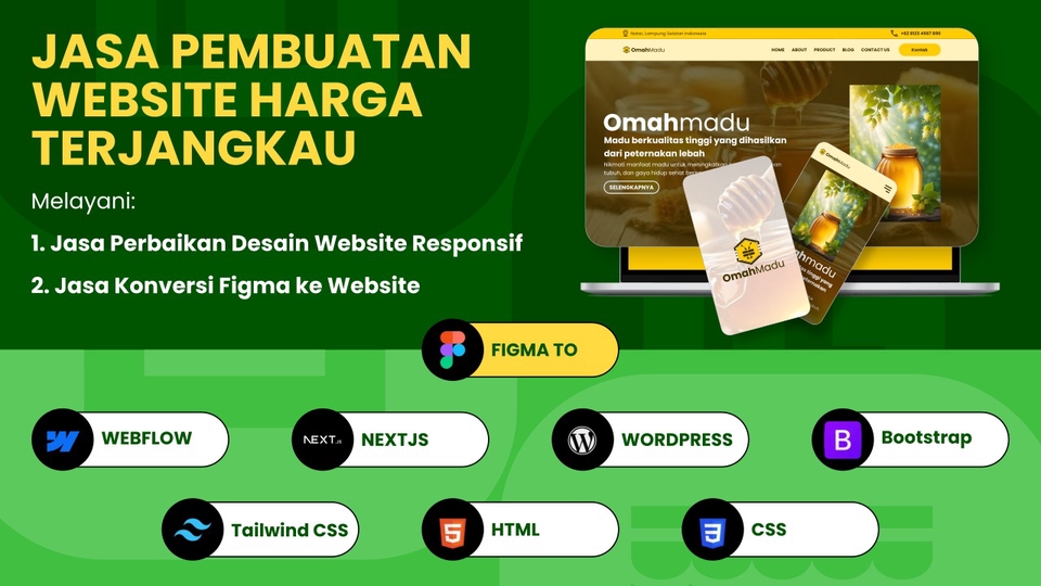 Jasa Pembuatan Website | Slicing Figma ke Webflow, WordPress, NextJS, HTML, CSS, Bootstrap, Tailwind