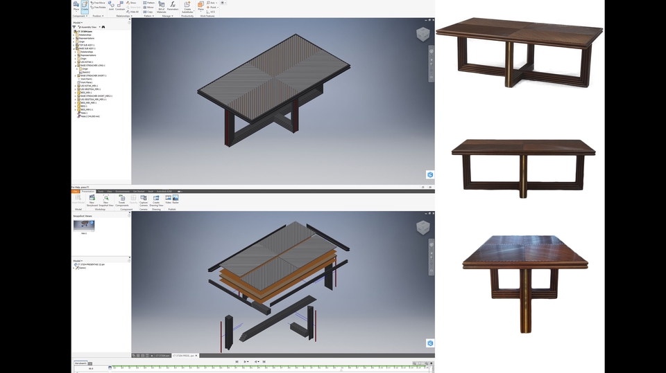 Gambar Teknik atau Gambar Kerja Furniture 2D dan Rendering 3D