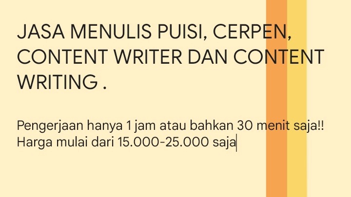 Jasa Menulis Puisi, Cerpen, Content writing, Ide sinetron, dan Content ...