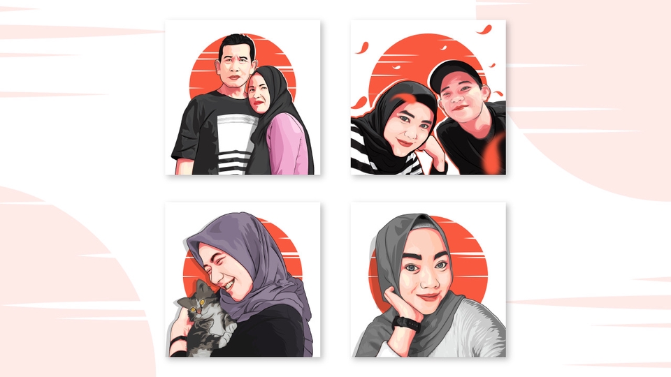 Ilustrasi Kartun / Vektor Wajah / Avatar / Karikatur / Line art