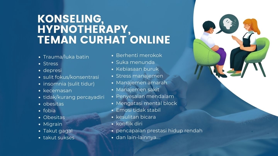 Konseling, Hypnoterapi, Pengembangan diri, karir, & Curhat Online