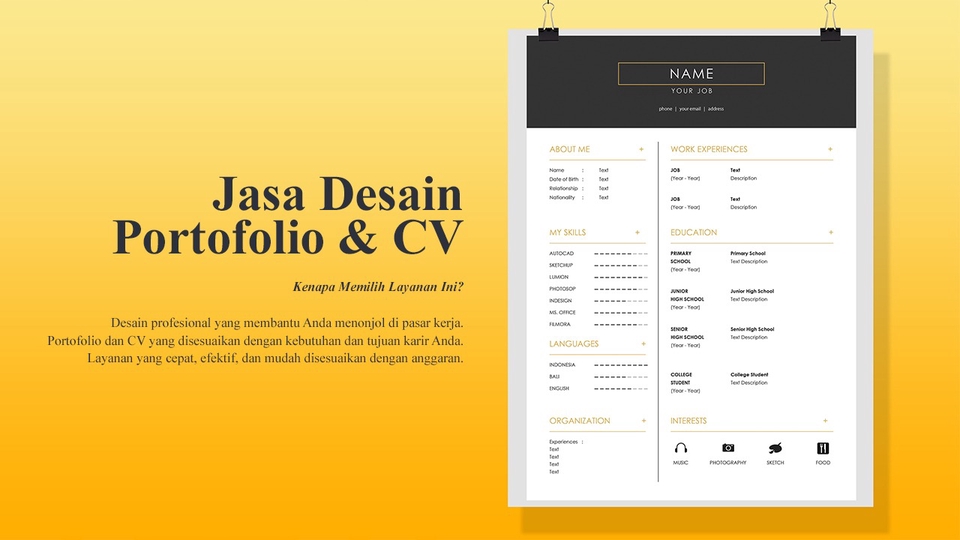Jasa Pembuatan Desain Portfolio & CV