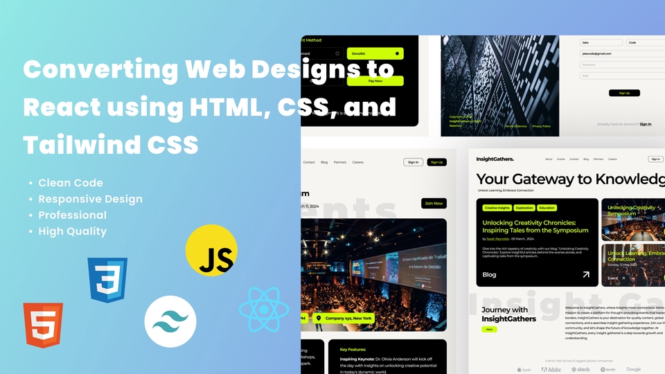 Slicing Design Web to React, HTML, CSS, Tailwind
