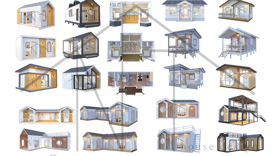 รับออกแบบ เขียนแบบ บ้านน็อคดาวน์ 3D Exterior/ Presentation Sketchup