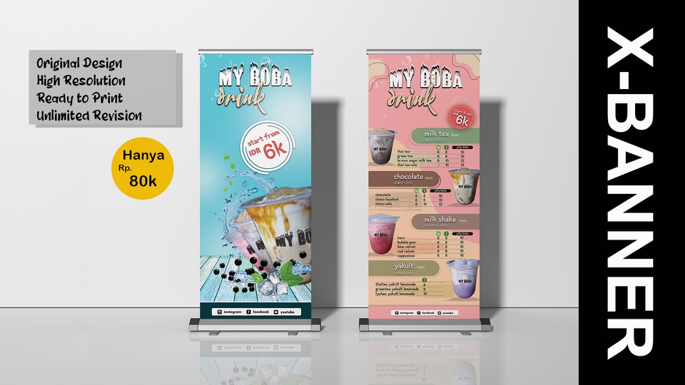DESAIN BANNER / SPANDUK / ROLL UP BANNER UNTUK USAHA 1 HARI JADI