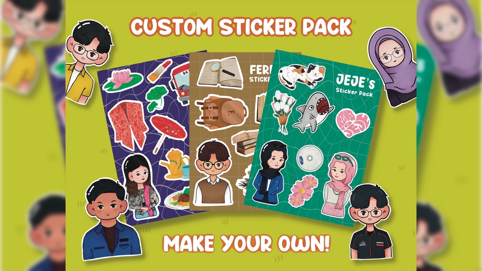 Personal custom sticker pack, custom sticker gift
