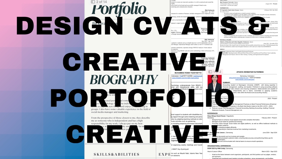 PROFESSIONALLY WRITTEN CV ATS/ CREATIVE AND PORTOFOLIO