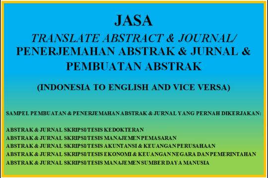 Jasa Translate Abstract & Journal/ Penerjemahan Abstrak & Jurnal ...