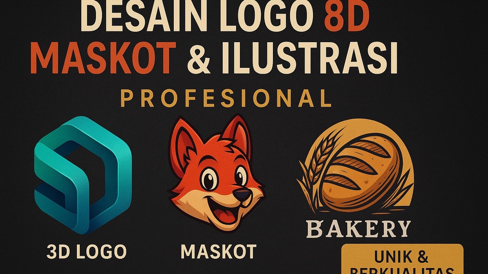 Jasa Desain Logo 3D, Maskot, dan Ilustrasi Profesional