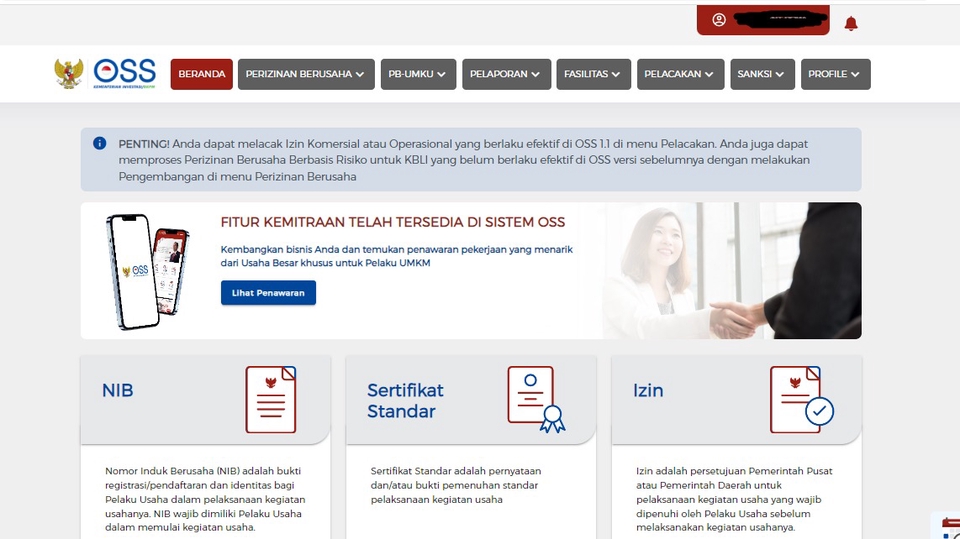Pembuatan NIB PT atau Perorangan melalui OSS