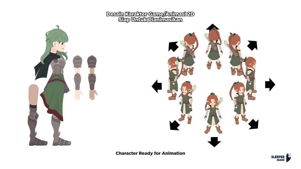 Desain Karakter Game/Animasi 2D Siap Untuk Dianimasikan