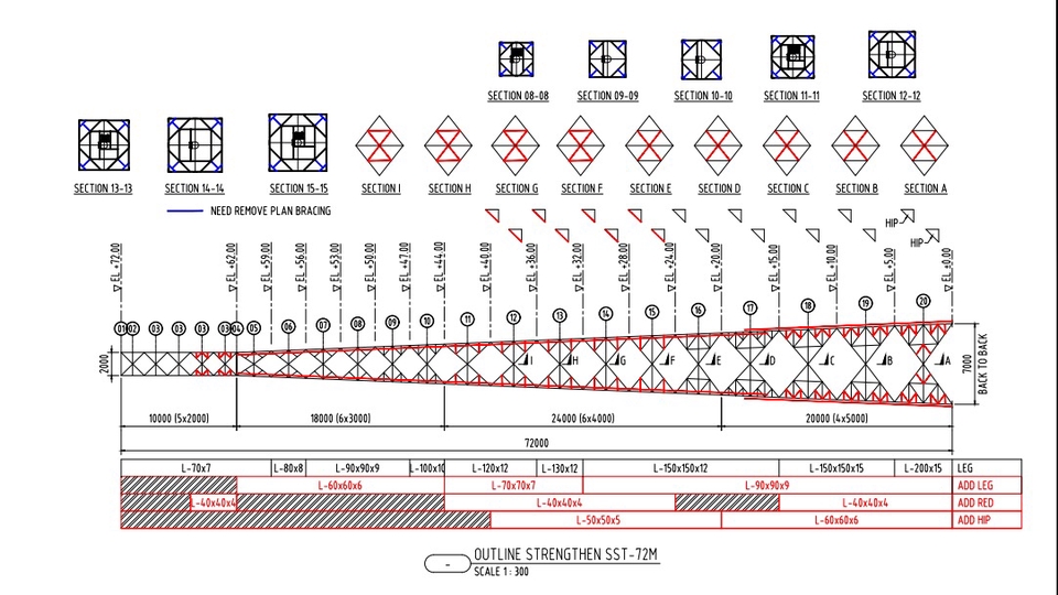 Tower Telekomunikasi, Drawing Perkuatan, Tower BTS, As Plan Drawing