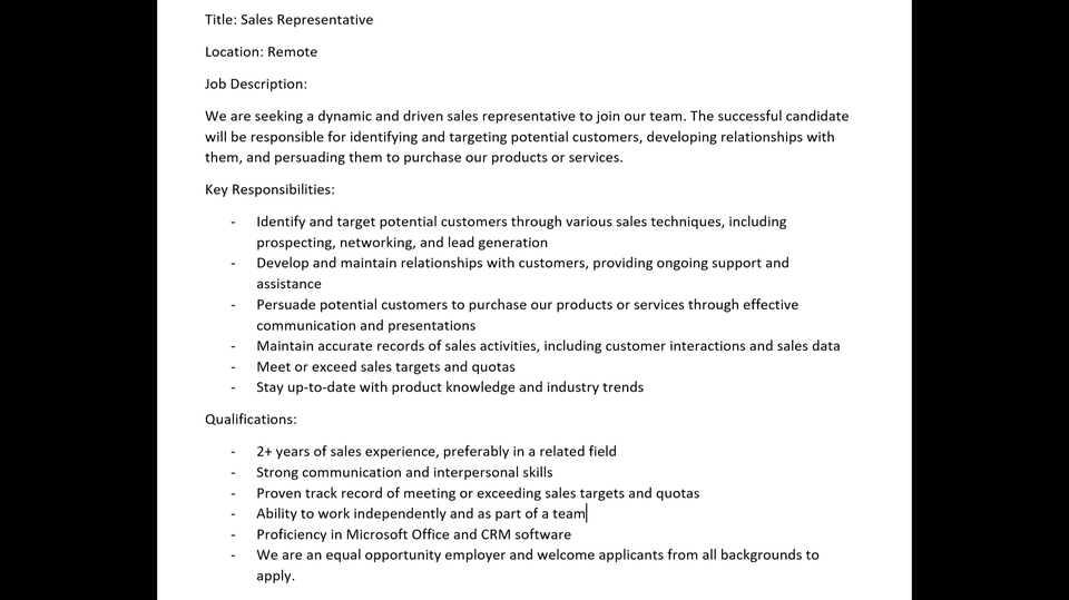 รับเขียน Job Description ภาษาอังกฤษ เพื่อรับสมัครงาน