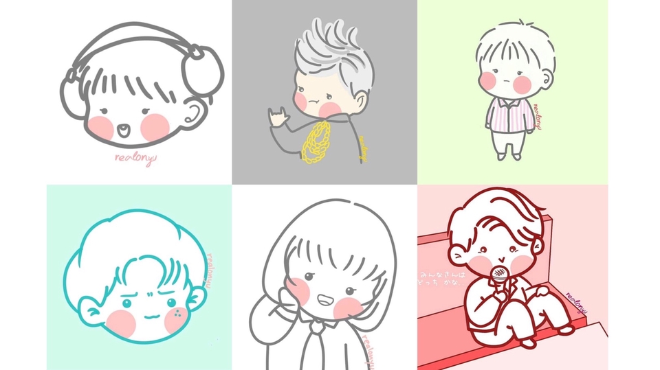 Ilustrasi Line Art Simple Kartun Chibi Anime Jepang Kpop
