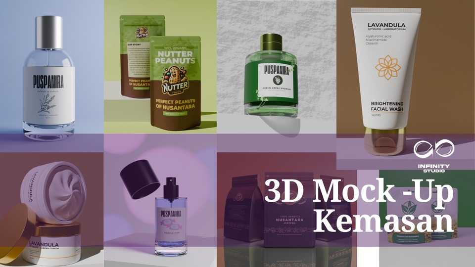 Custom 3D Mock-UP Kemasan Produk (Semua Kemasan)