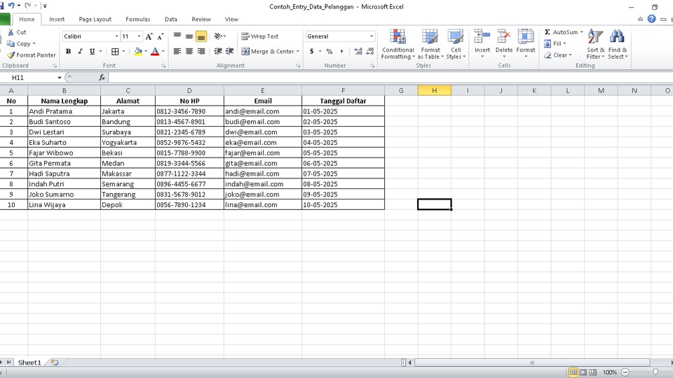 Mengisi Data ke dalam Spreadsheet (Excel/Google Sheets)