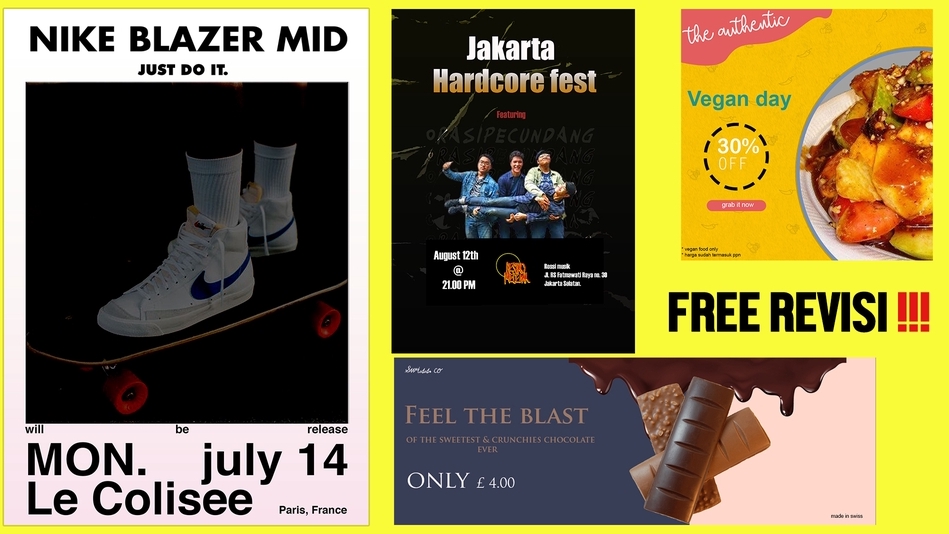 Banner, Poster Berbagai Kebutuhan Free Revisi Proffesional