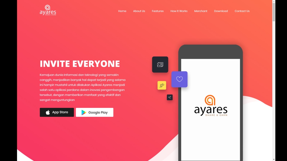 Landing Page of Ayares Apps