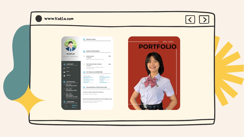 รับออกเเบบ Portfolio & Resume ออกเเบบตามใจลูกค้า Thai/Eng
