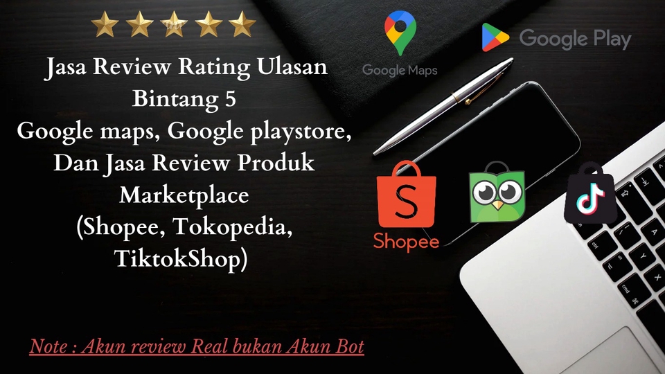 Jasa Review Ulasan Bintang 5 100% Real Akun Bukan Bot