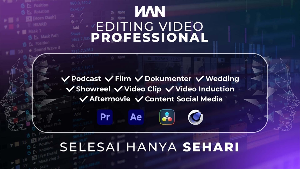 Video Editing Professional | Bebas Genre | 1 Hari Selesai!
