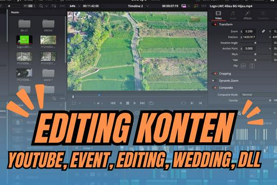 VIDEO EDITING KONTEN YOUTUBE, EVENT, WEDDING, VLOG, DLL