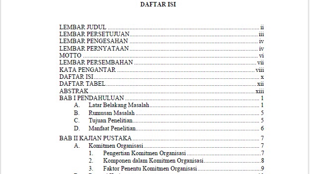 Pembuatan Daftar Isi