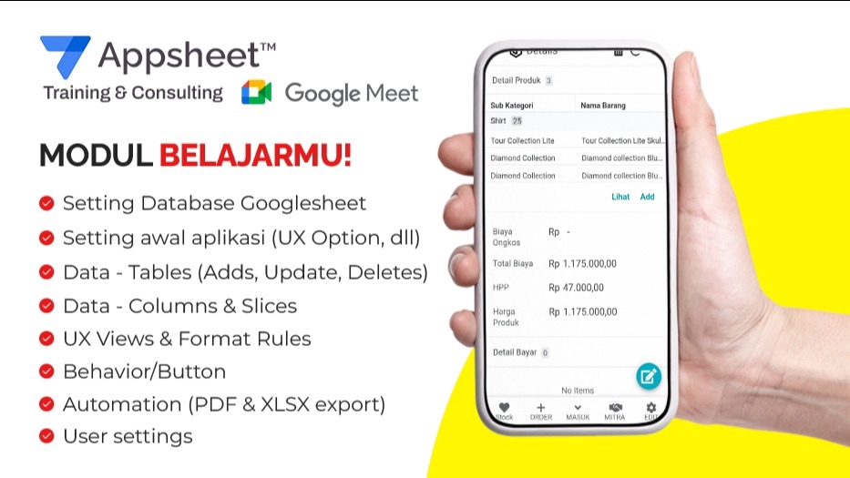 Kursus Membuat Aplikasi Mobile menggunakan Appsheet