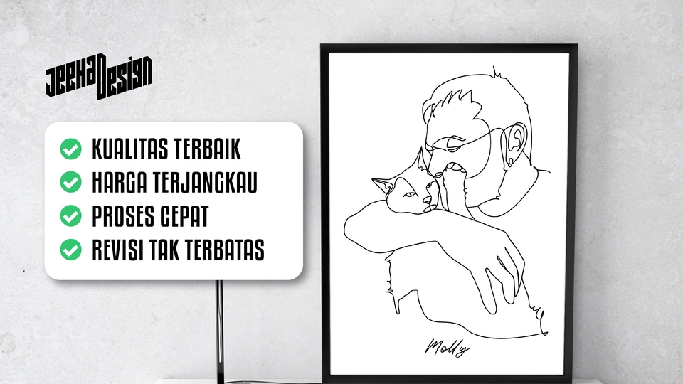 2 JAM SELESAI Abstract One Line Art Pets