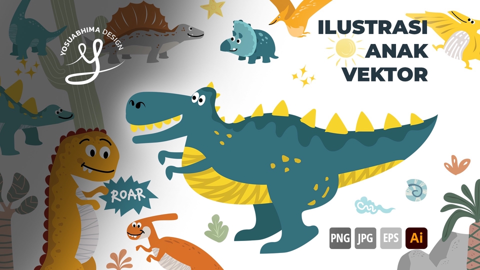 Desain Karakter Ilustrasi Lucu Anak format Vector