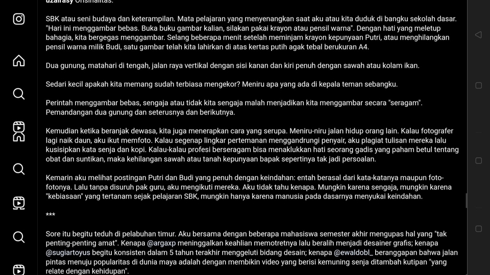 Caption panjang storytelling di Instagram