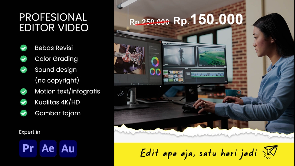 VIDEO EDITOR BERPENGALAMAN, 1 HARI JADI!