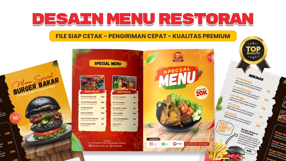 Desain menu restoran, pengerjaan cepat & kualitas terbaik