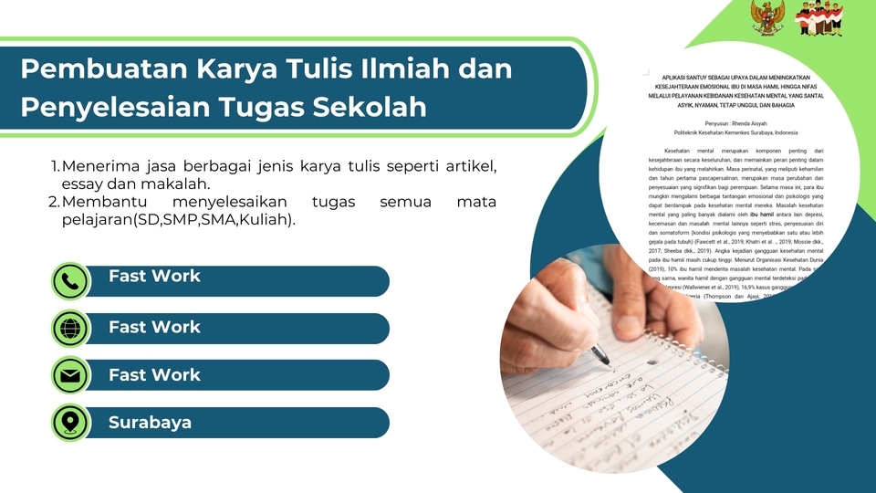 Pembuatan Artikel, Essay, Tugas Sekolah (SD,TK,SMP,SMA,Kuliah), dsb