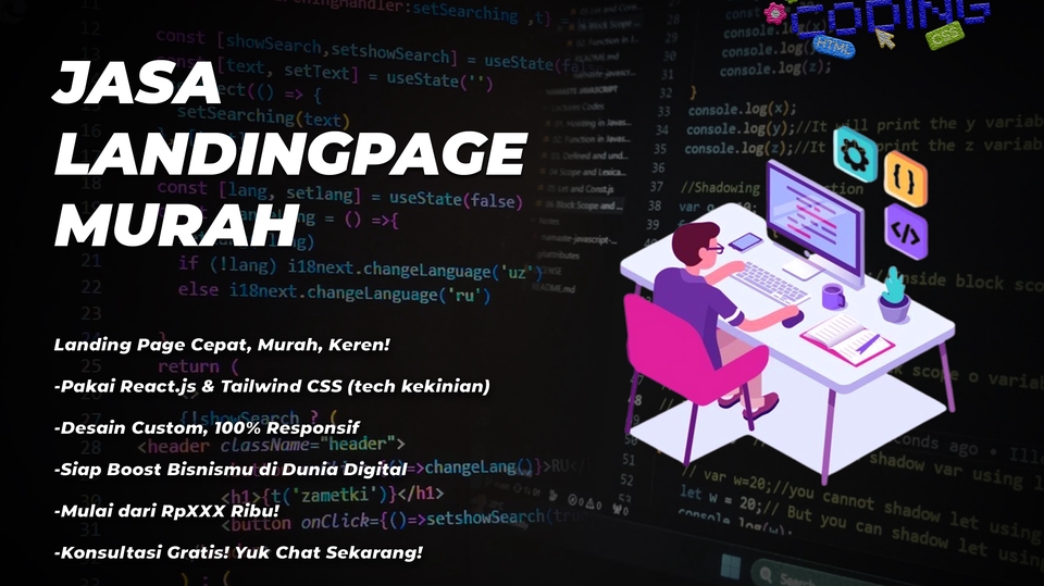 Jasa Landing Page ReactJS, TailwindCSS — Cepat, Murah, Berkualitas